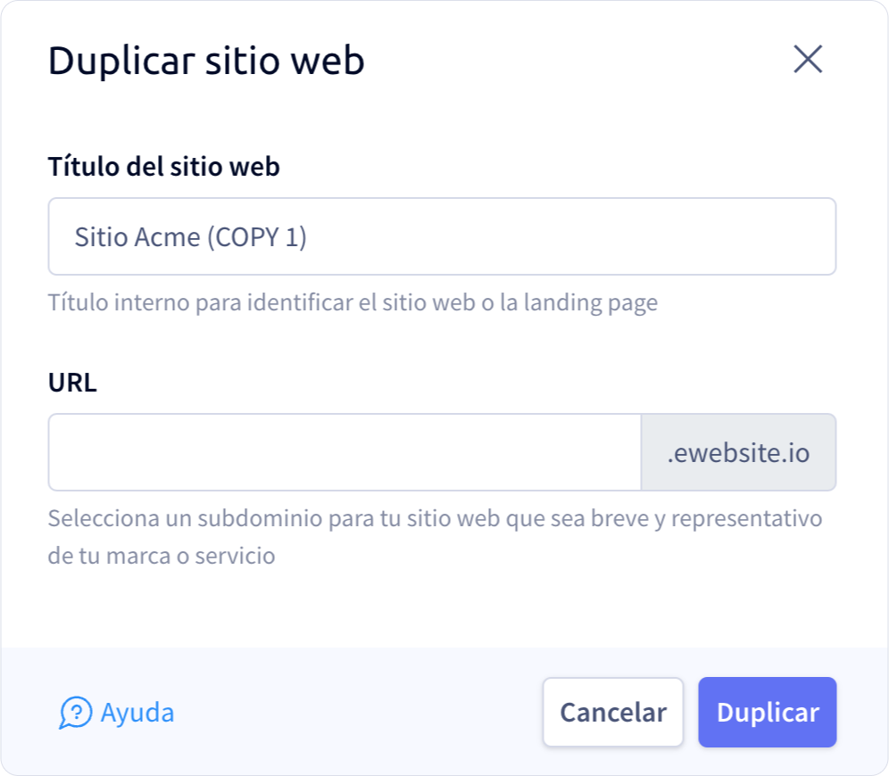 Cómo duplicar un sitio web o landing page – Centro de ayuda de Easymailing | Guía y soporte en ...